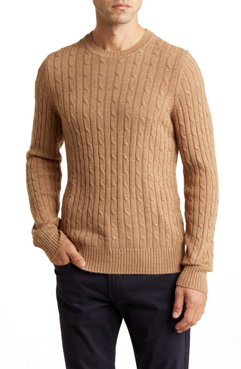 Bruno Magli Cable Knit Camel Hair Sweater | Nordstromrack