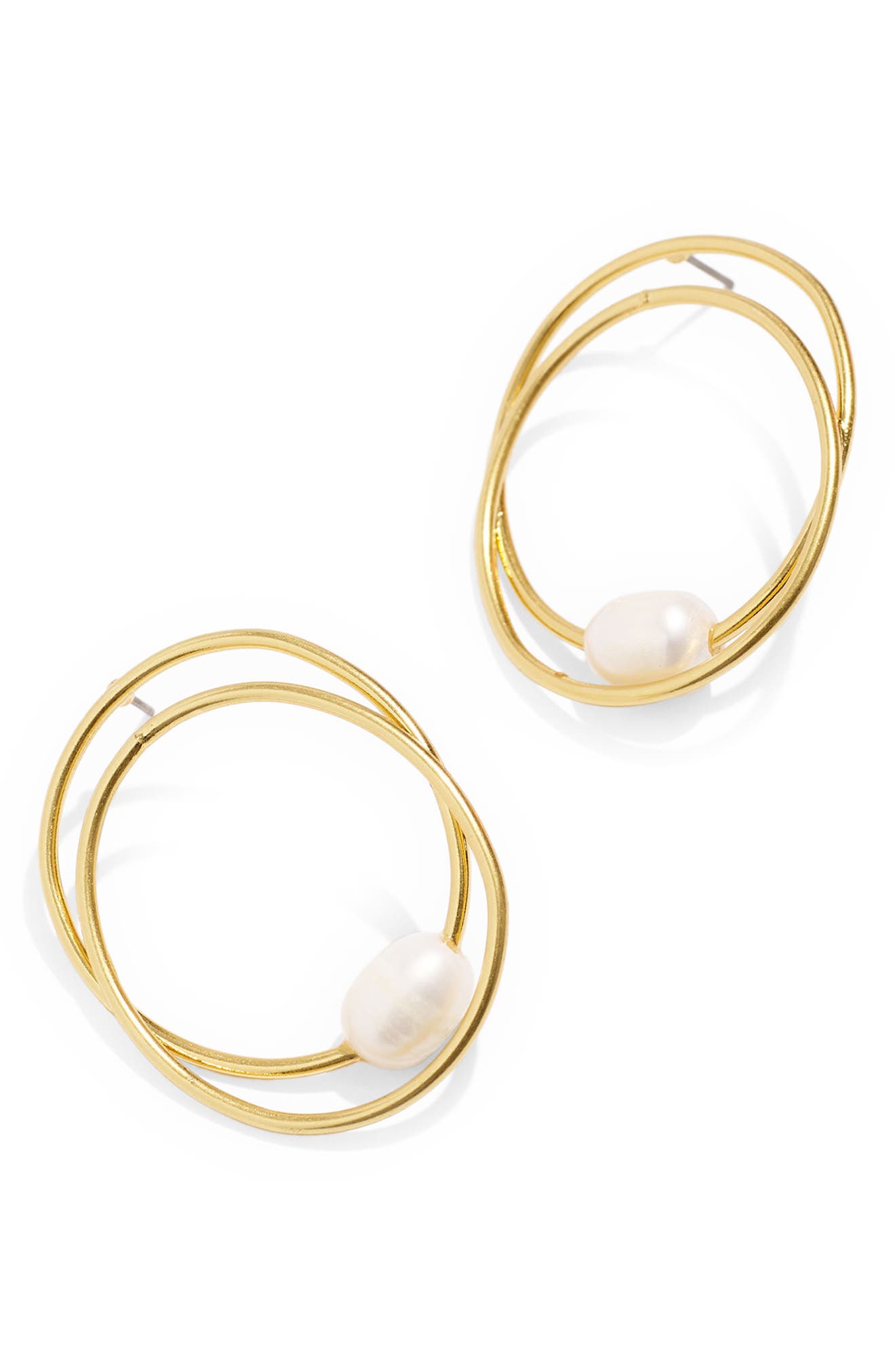 Madewell Front Facing Freshwater Pearl Double Hoop Earrings | Nordstrom