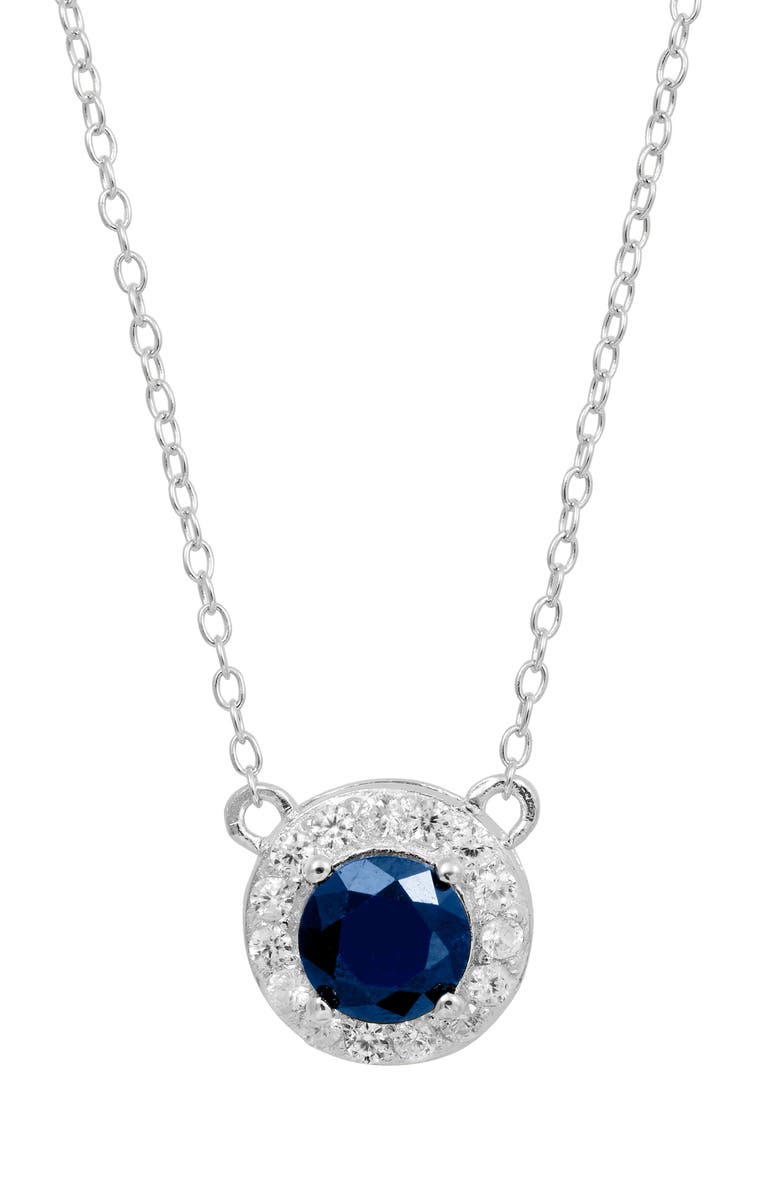 SAVVY CIE JEWELS Gemstone Halo Pendant Necklace | Nordstromrack
