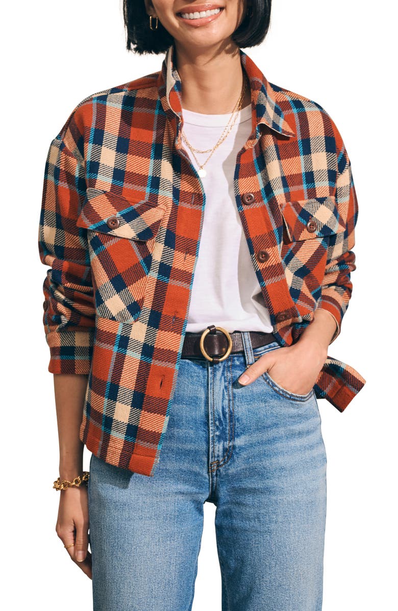 Faherty Surf Plaid Organic Cotton Flannel Overshirt | Nordstromrack