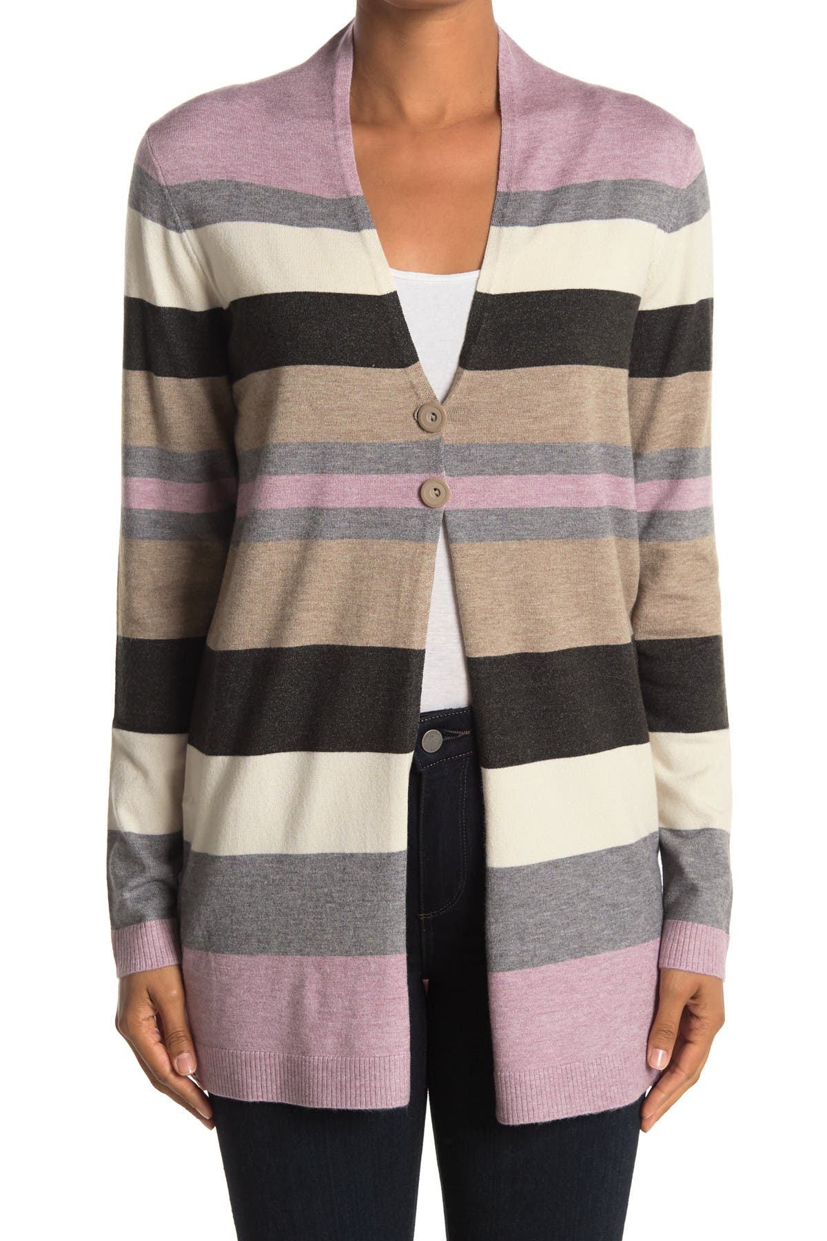 Cyrus | Stripe Print Button Front Cardigan | Nordstrom Rack
