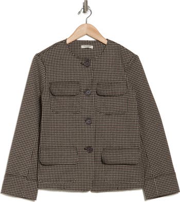 MAX STUDIO Houndstooth Brushed Knit Field Jacket | Nordstromrack