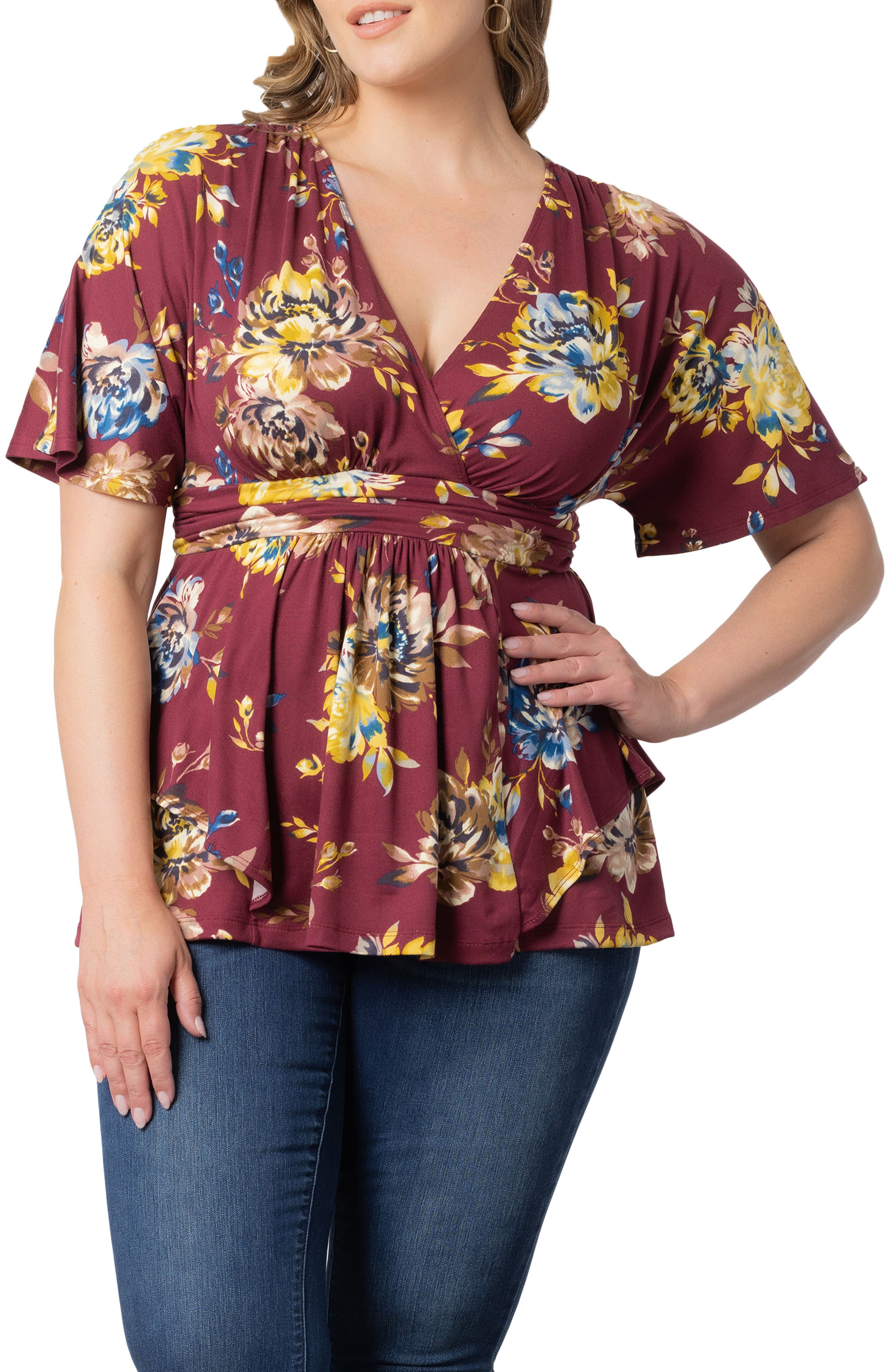 Kiyonna Encore Print Faux Wrap Top | Nordstrom