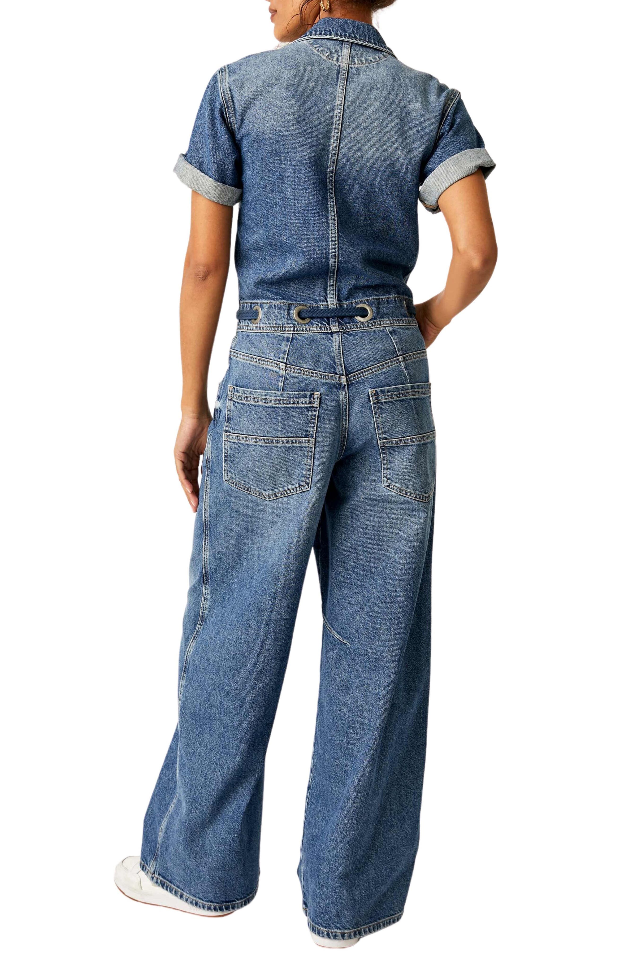 Free People Edison Wide Leg Denim Jumpsuit | Nordstrom