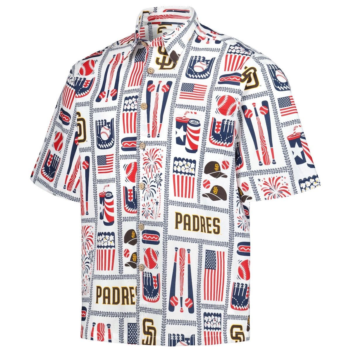 Reyn Spooner Men's Reyn Spooner White San Diego Padres Americana Button ...