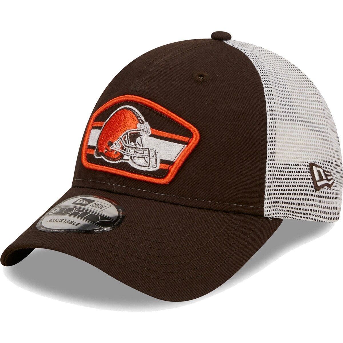 New Era Men's New Era Brown/White Cleveland Browns Logo Patch Trucker ...