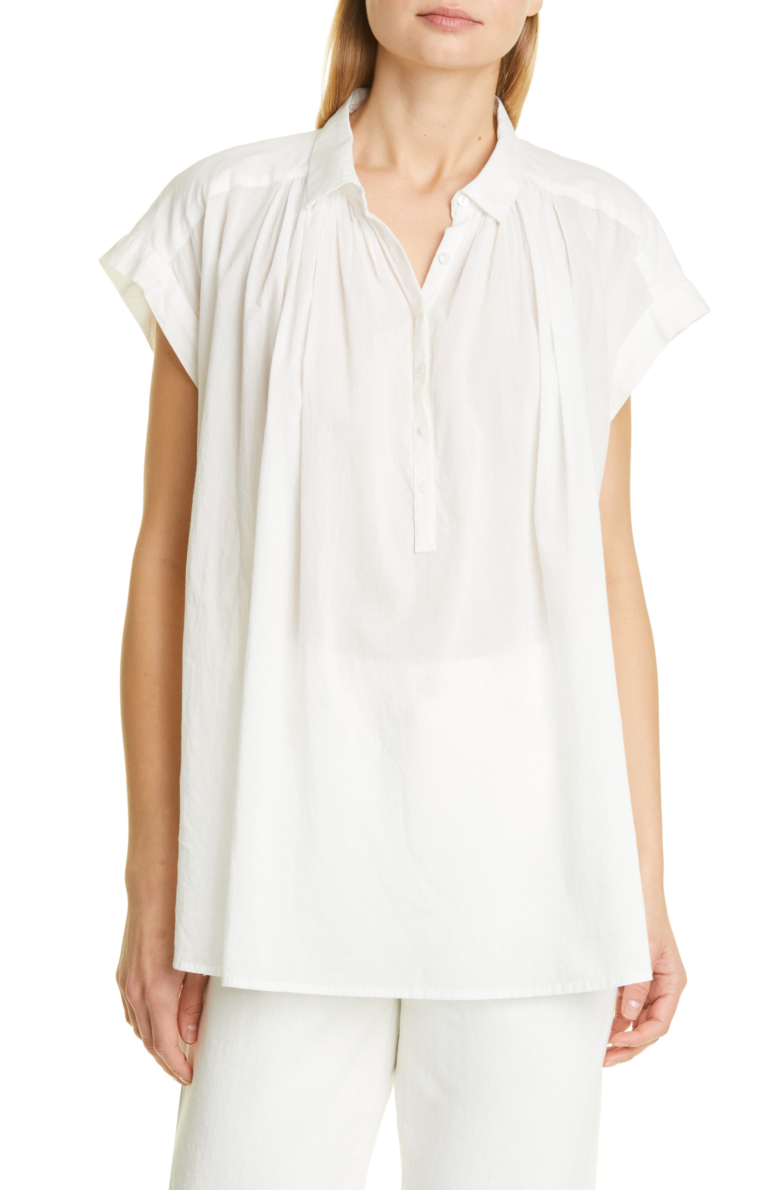 Nili Lotan Normandy Short Sleeve Cotton Blouse | Nordstrom
