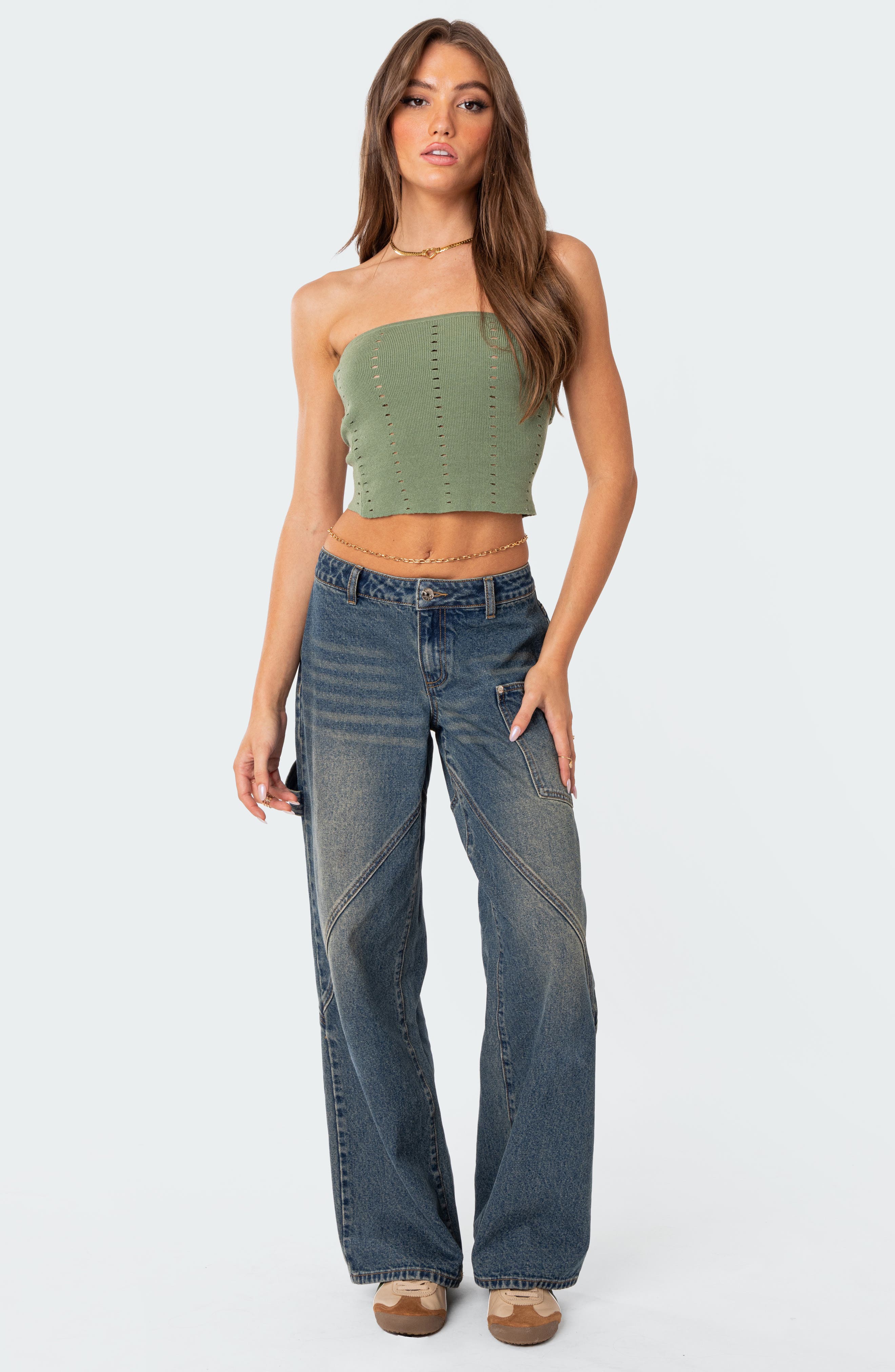 EDIKTED Serena Low Rise Wide Leg Carpenter Jeans | Nordstrom