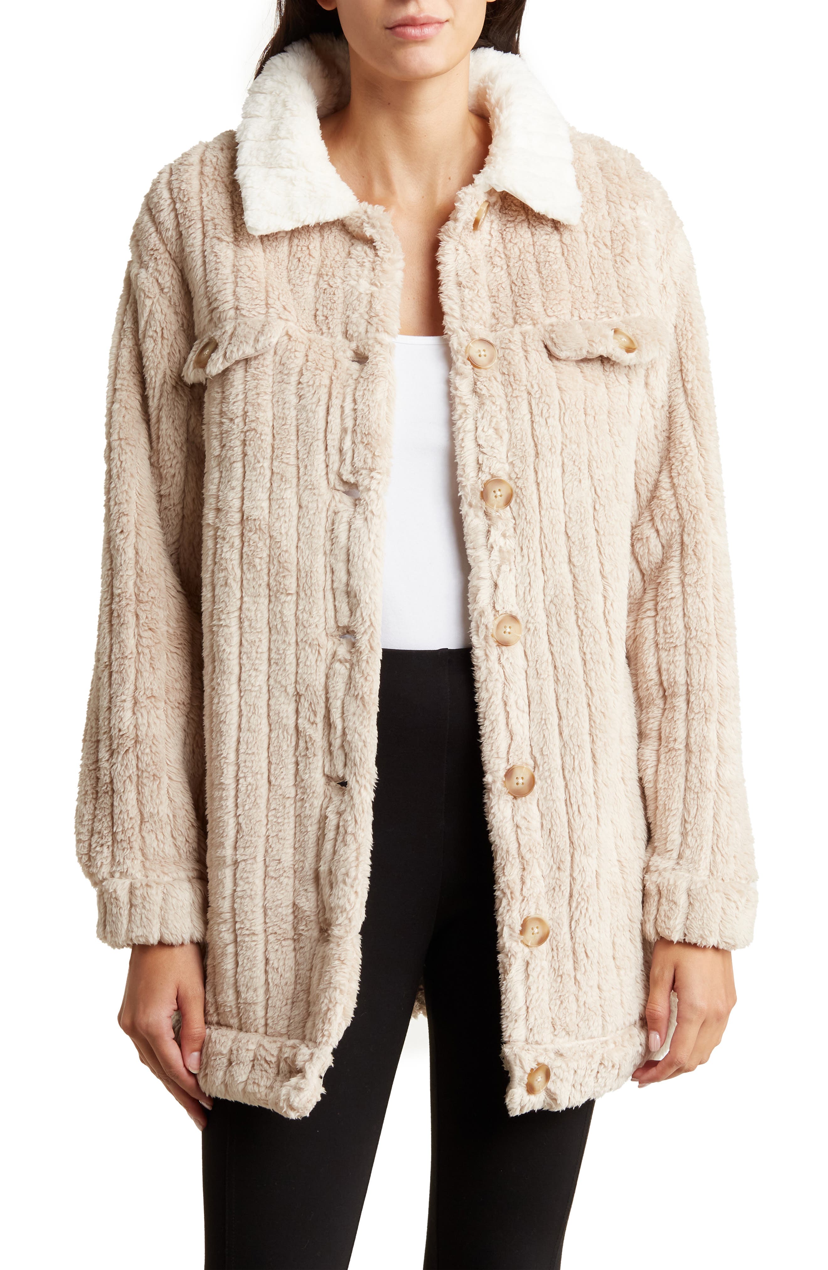 PLM Faux Fur Fleece Shirt Jacket | Nordstromrack