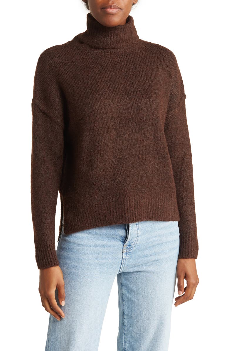 MAX STUDIO Boxy Side Slit Turtleneck Sweater | Nordstromrack
