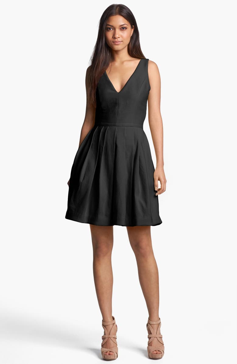 Halston Heritage V Neck Fit And Flare Dress Nordstrom
