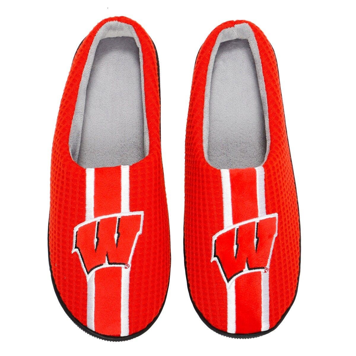 FOCO Men's FOCO Red Wisconsin Badgers Team Stripe Memory Foam Slide ...