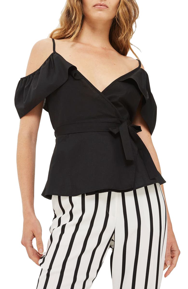 Topshop Ruffle Cold Shoulder Wrap Top Nordstrom