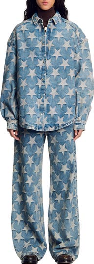 SANDRO Starry denim overshirt jacket | Nordstrom