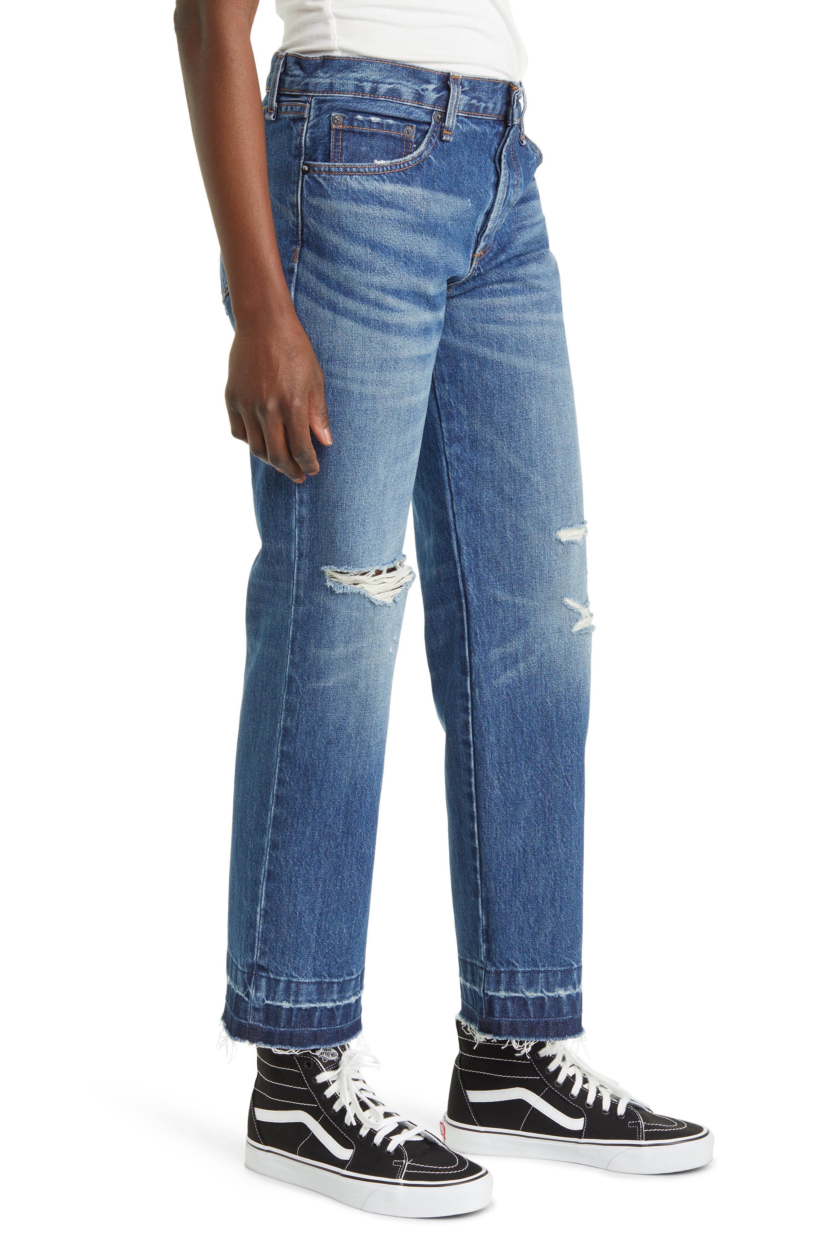 ASKK NY Ripped Low Rise Straight Leg Jeans | Nordstrom