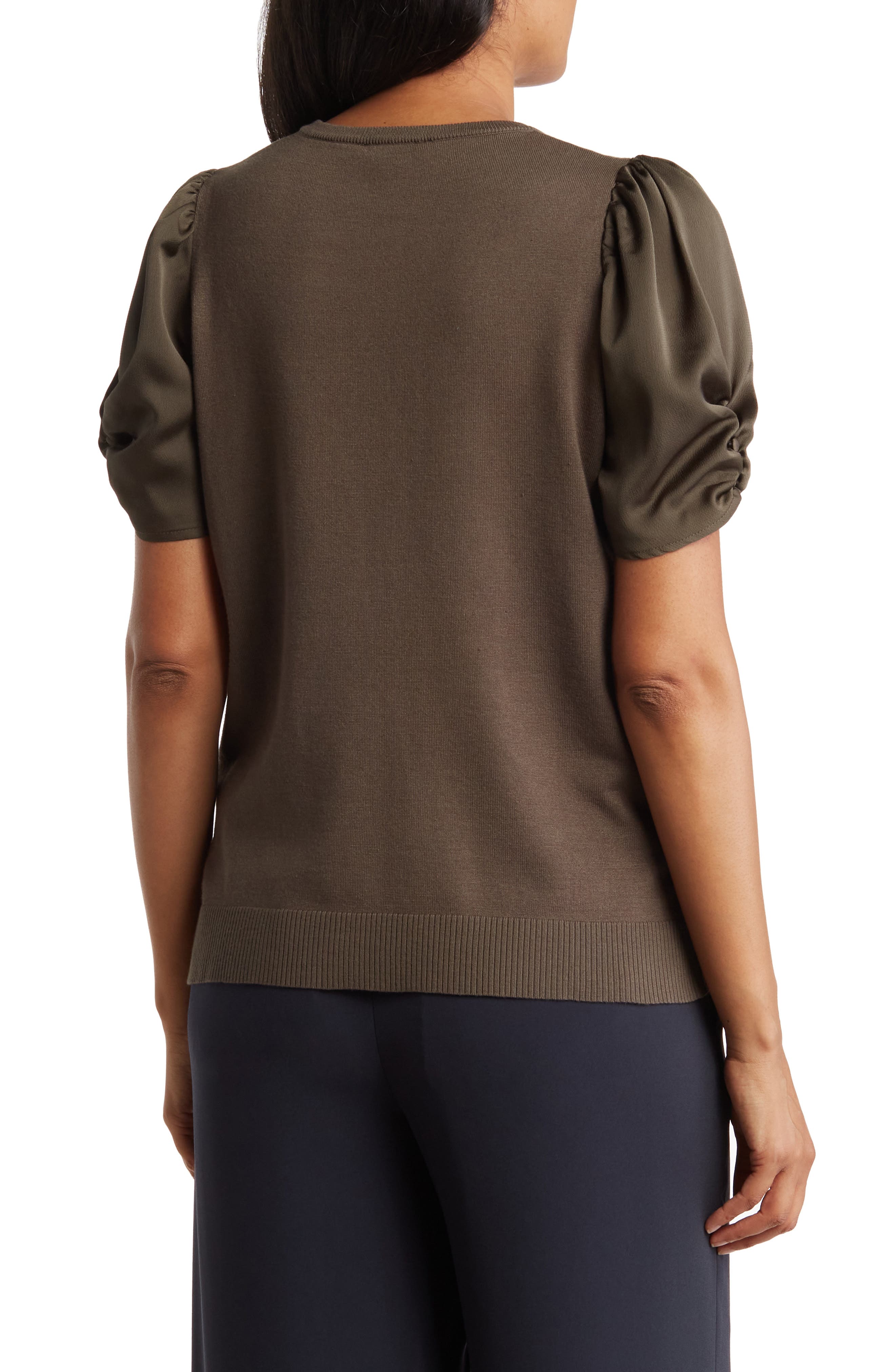 Adrianna Papell Satin Short Sleeve Sweater | Nordstromrack