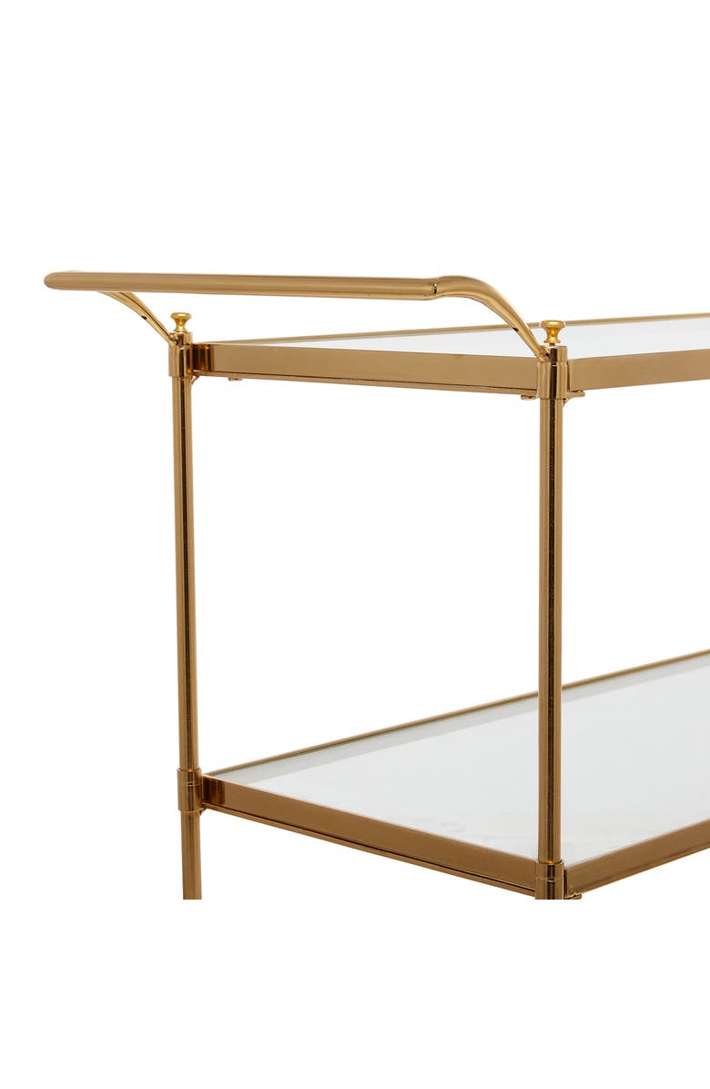 VIVIAN LUNE HOME Brass Metal Traditional Bar Cart with Lockable Wheels ...