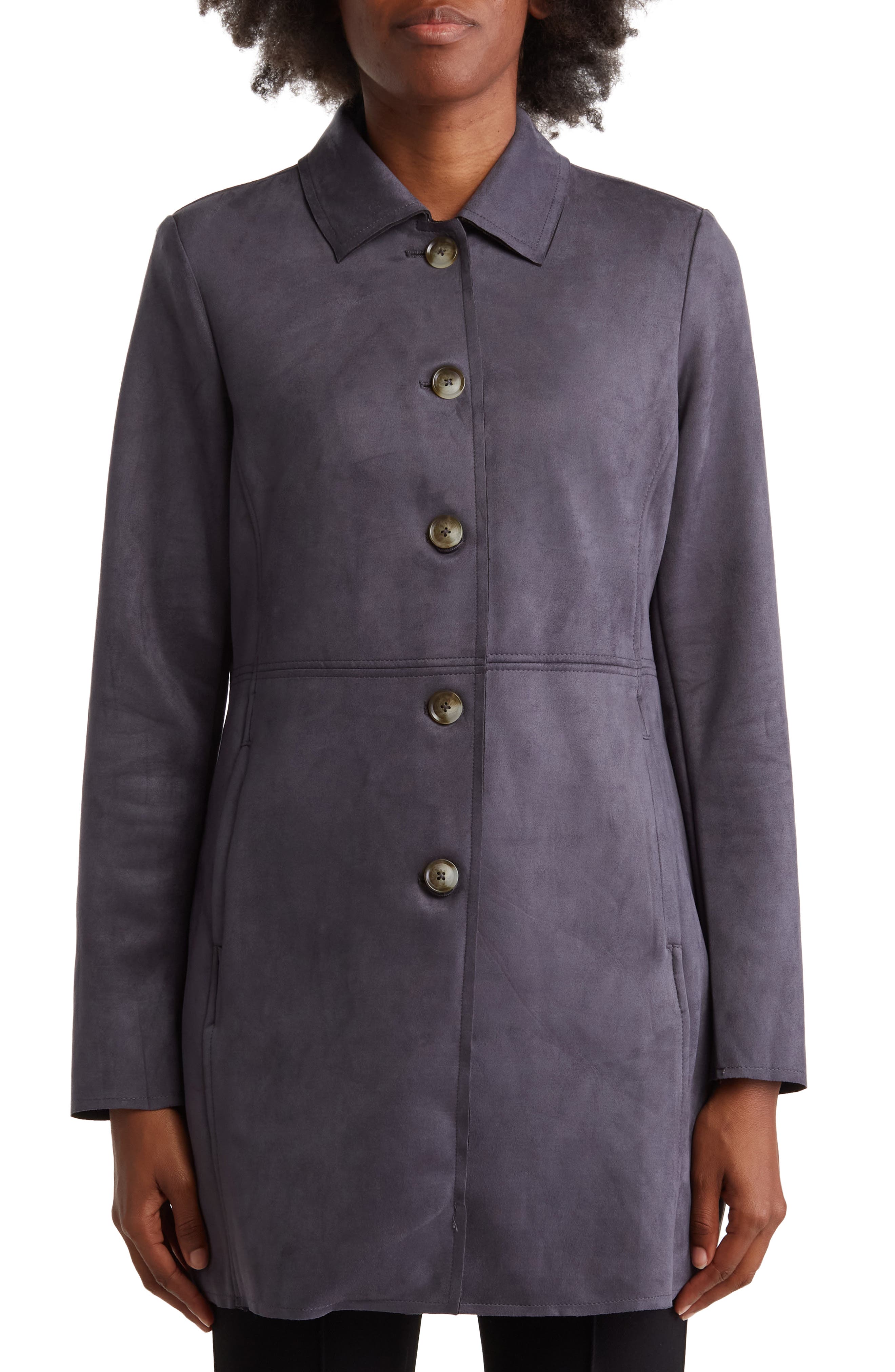 T Tahari Faux Suede Car Coat | Nordstromrack