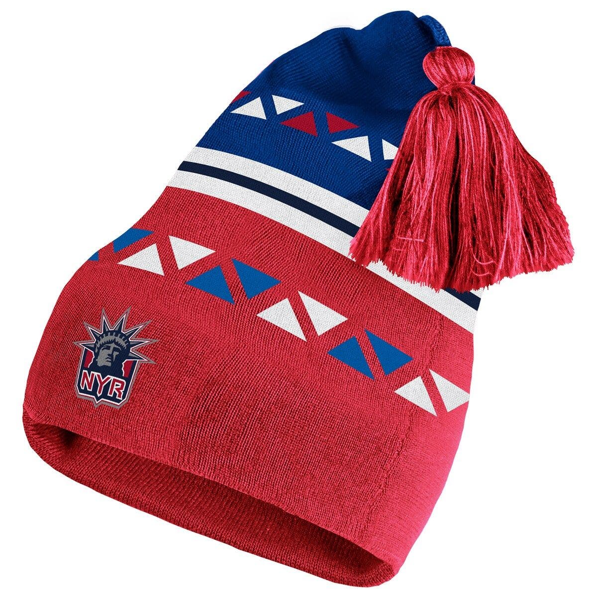 adidas Men's adidas Blue New York Rangers Reverse Retro 2.0 Pom Cuffed ...