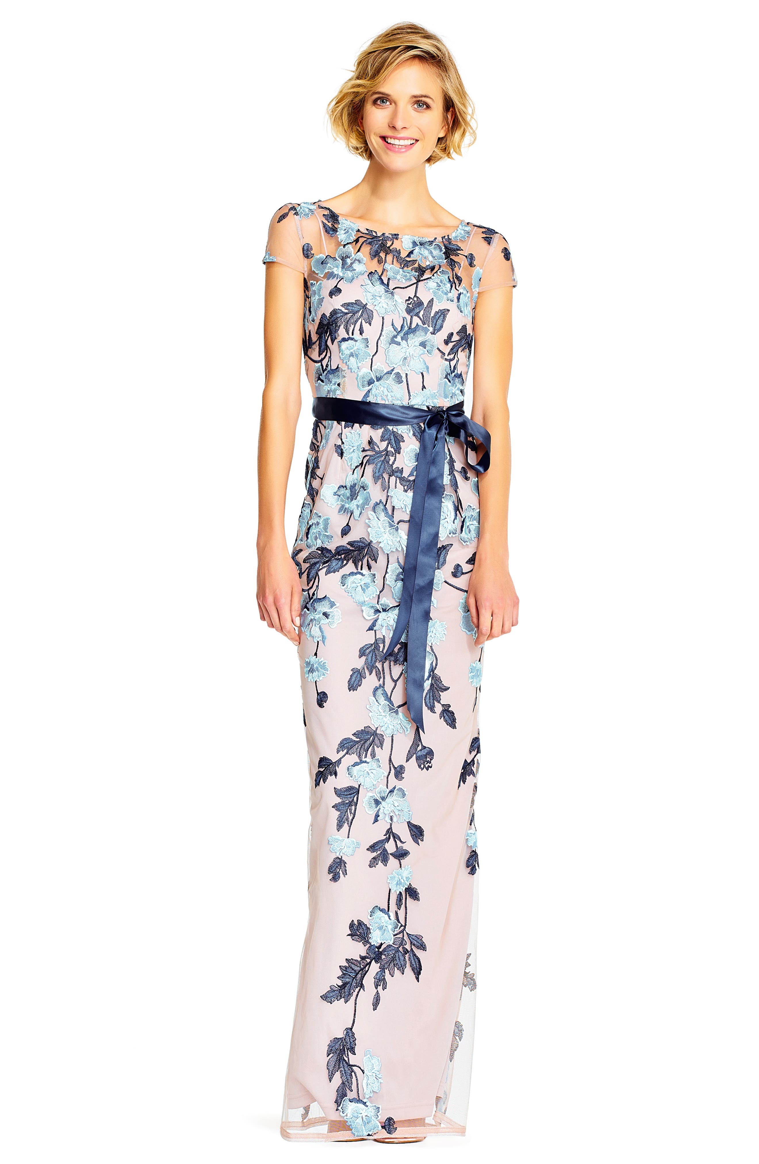 Adrianna Papell Floral Cascading Column Gown | Nordstrom