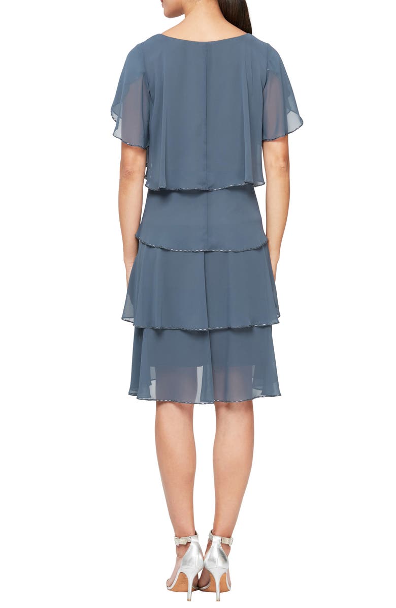 SL FASHIONS Beaded Tiered Chiffon Sheath Dress | Nordstrom