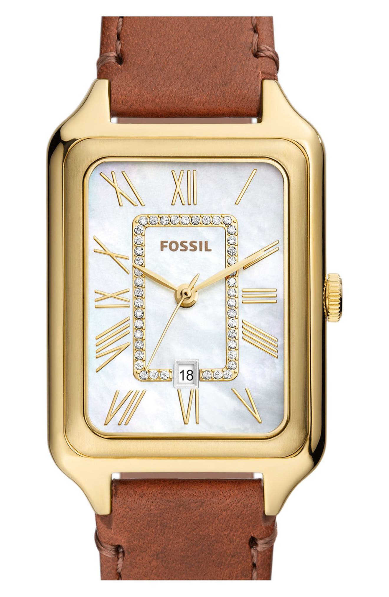 Fossil Raquel Leather Strap Watch, 26mm | Nordstrom