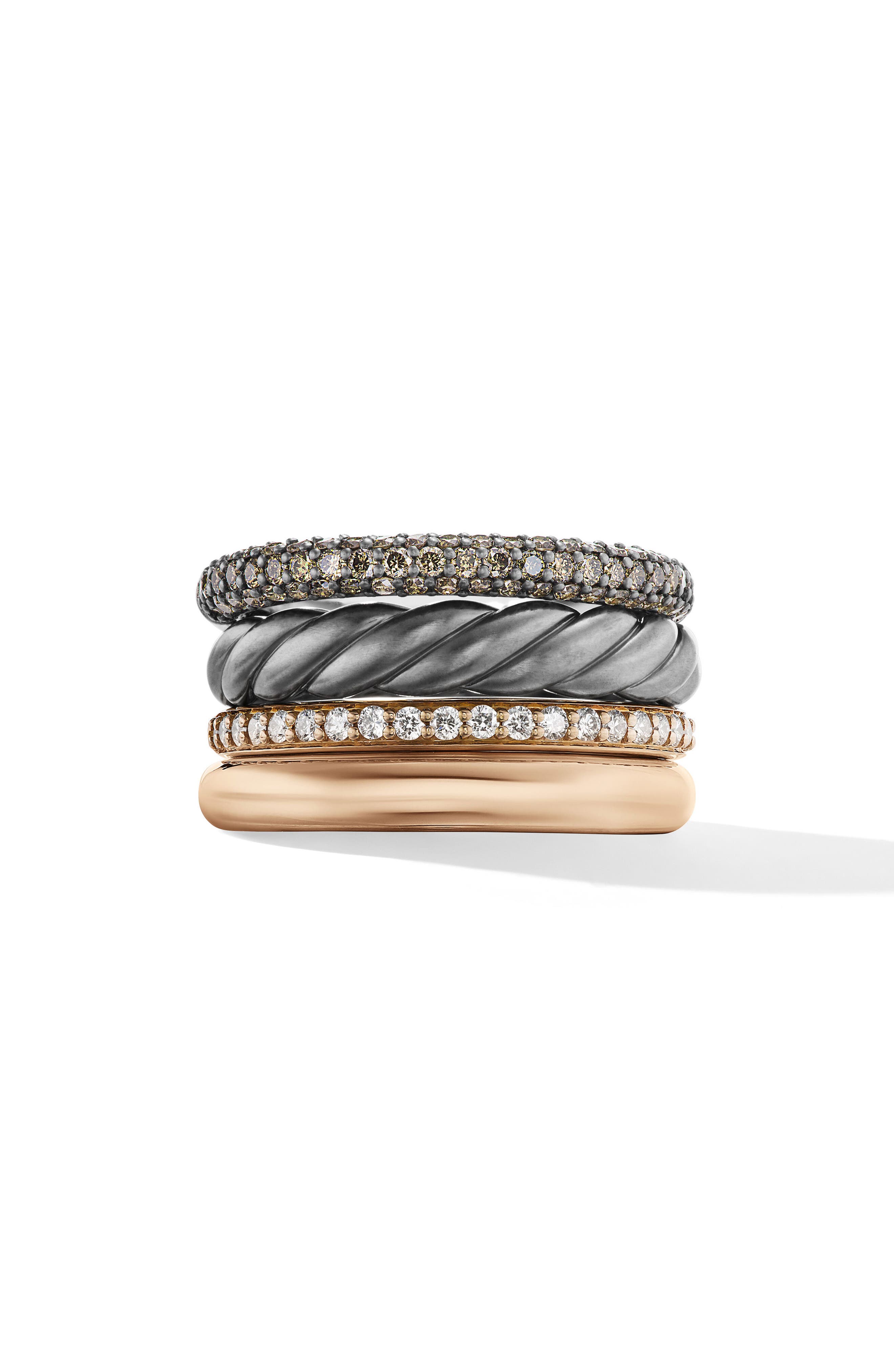 David Yurman Mercer™ Mélange Multirow Ring with Pavé Diamonds | Nordstrom