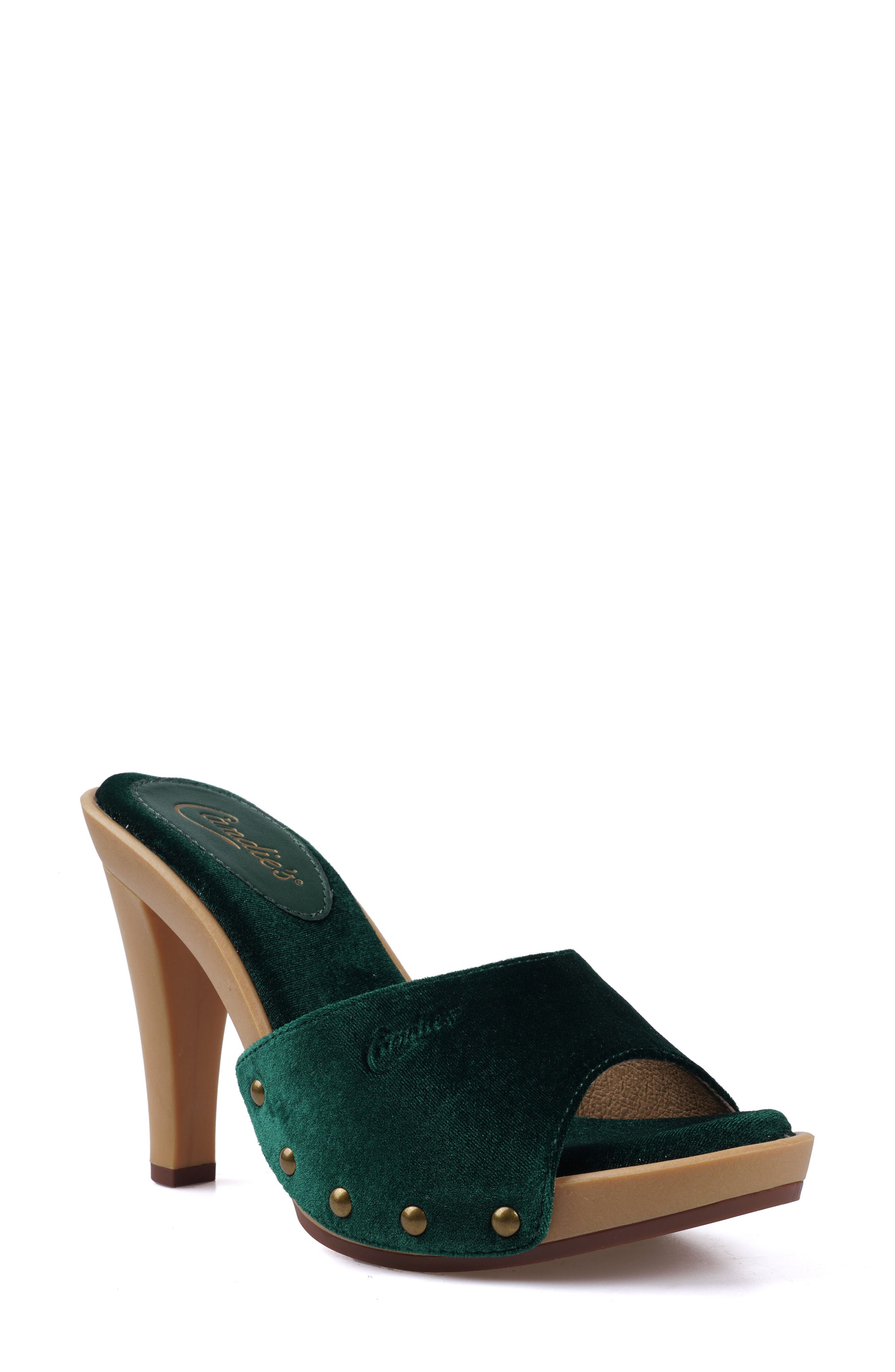 Candies Candie's Antonella Slide Sandal In Green Velvet | ModeSens