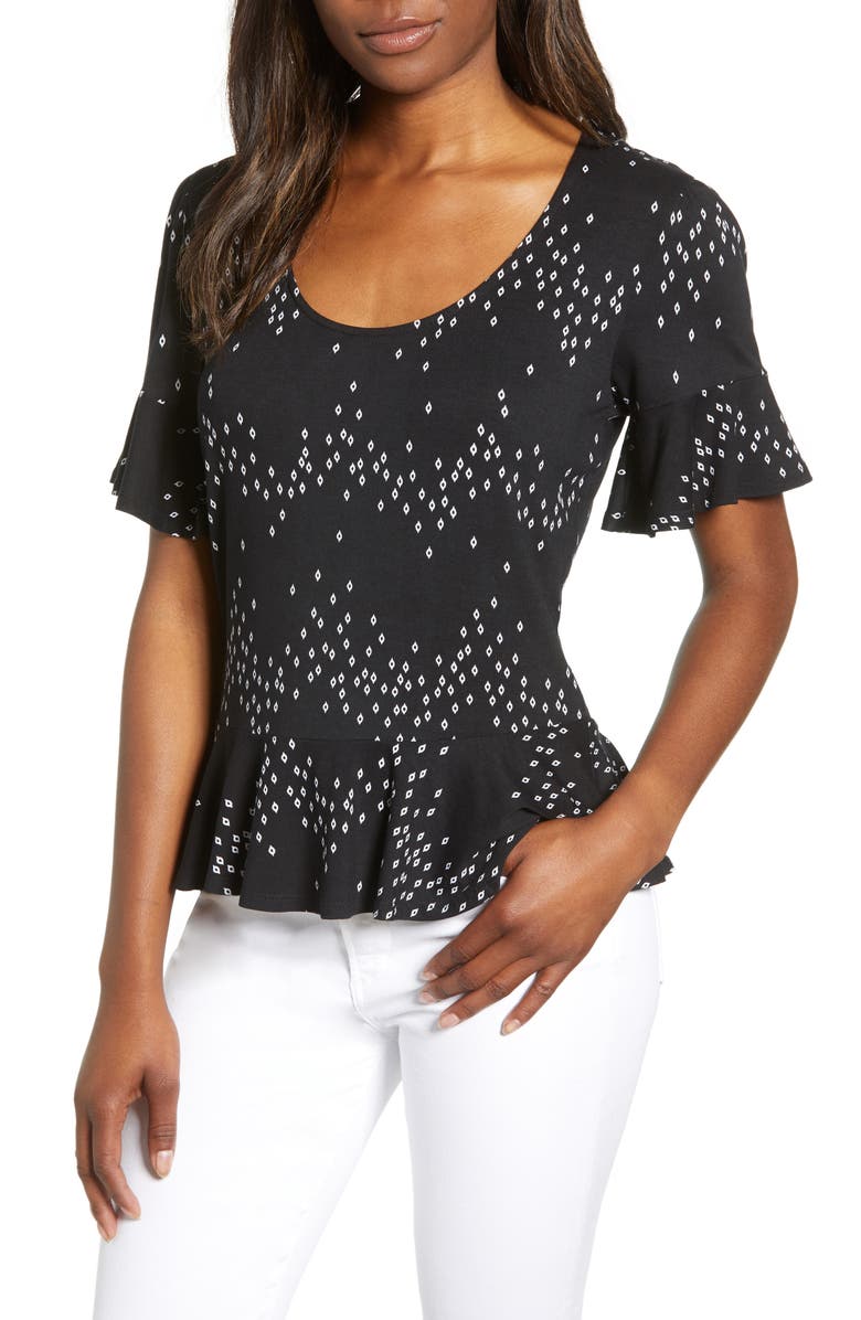 Loveappella Scoop Neck Peplum Top Nordstrom