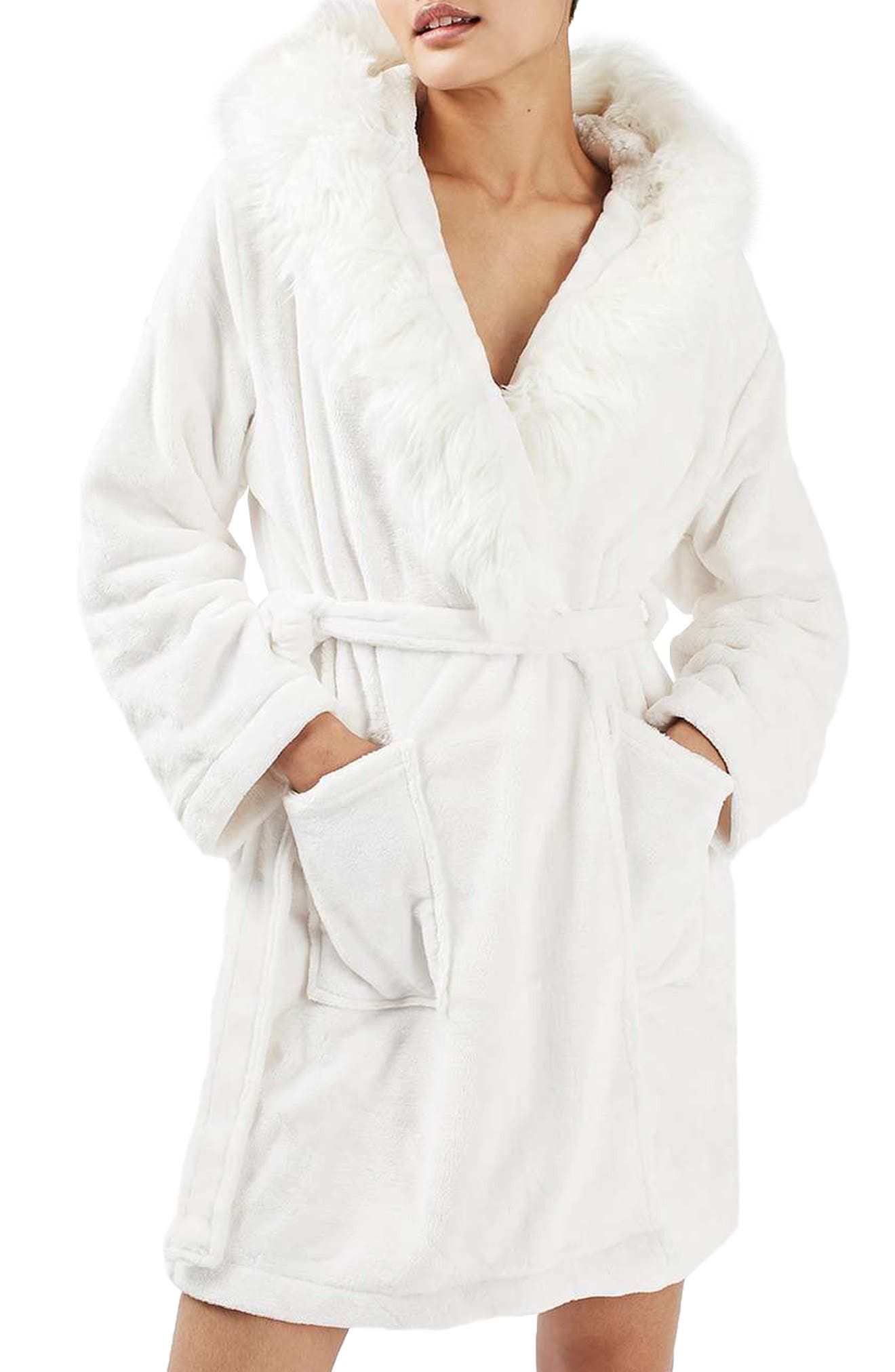 Topshop Faux Fur Hooded Robe | Nordstrom