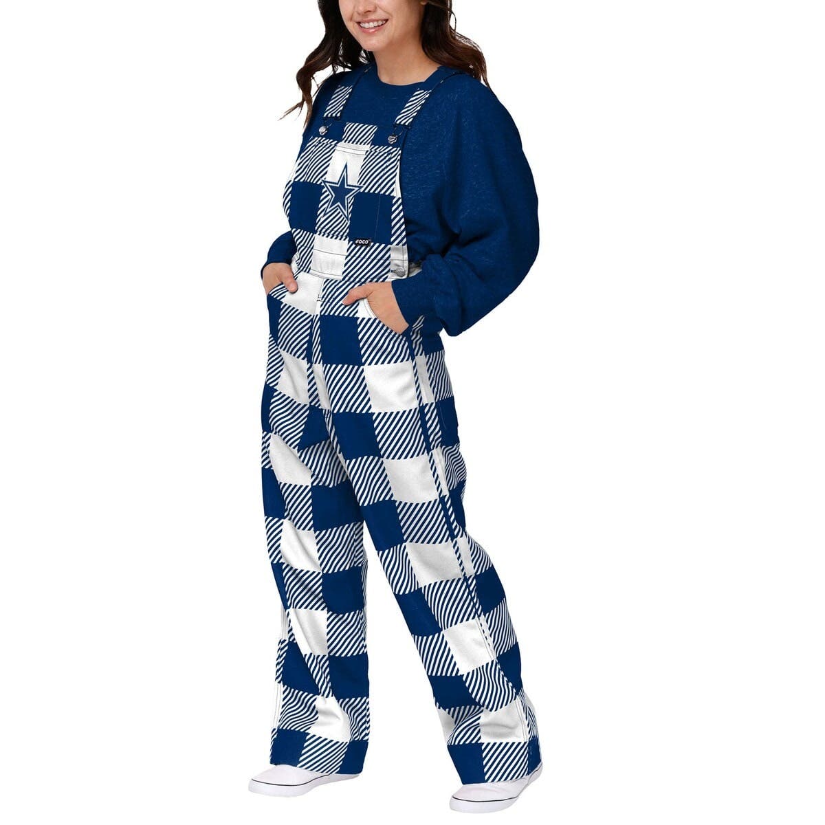 FOCO Women's FOCO Navy Dallas Cowboys Big Logo Plaid Overalls | Nordstrom