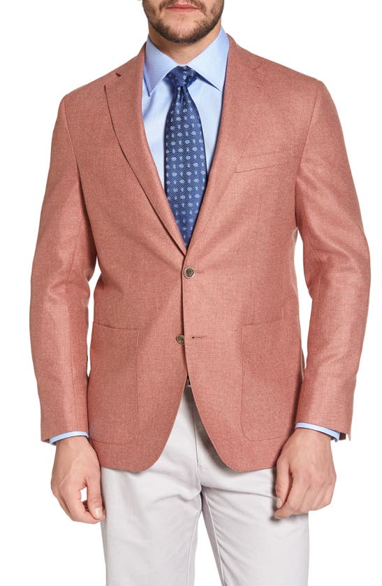 David Donahue Aiden Classic Fit Silk & Wool Blazer In Salmon | ModeSens