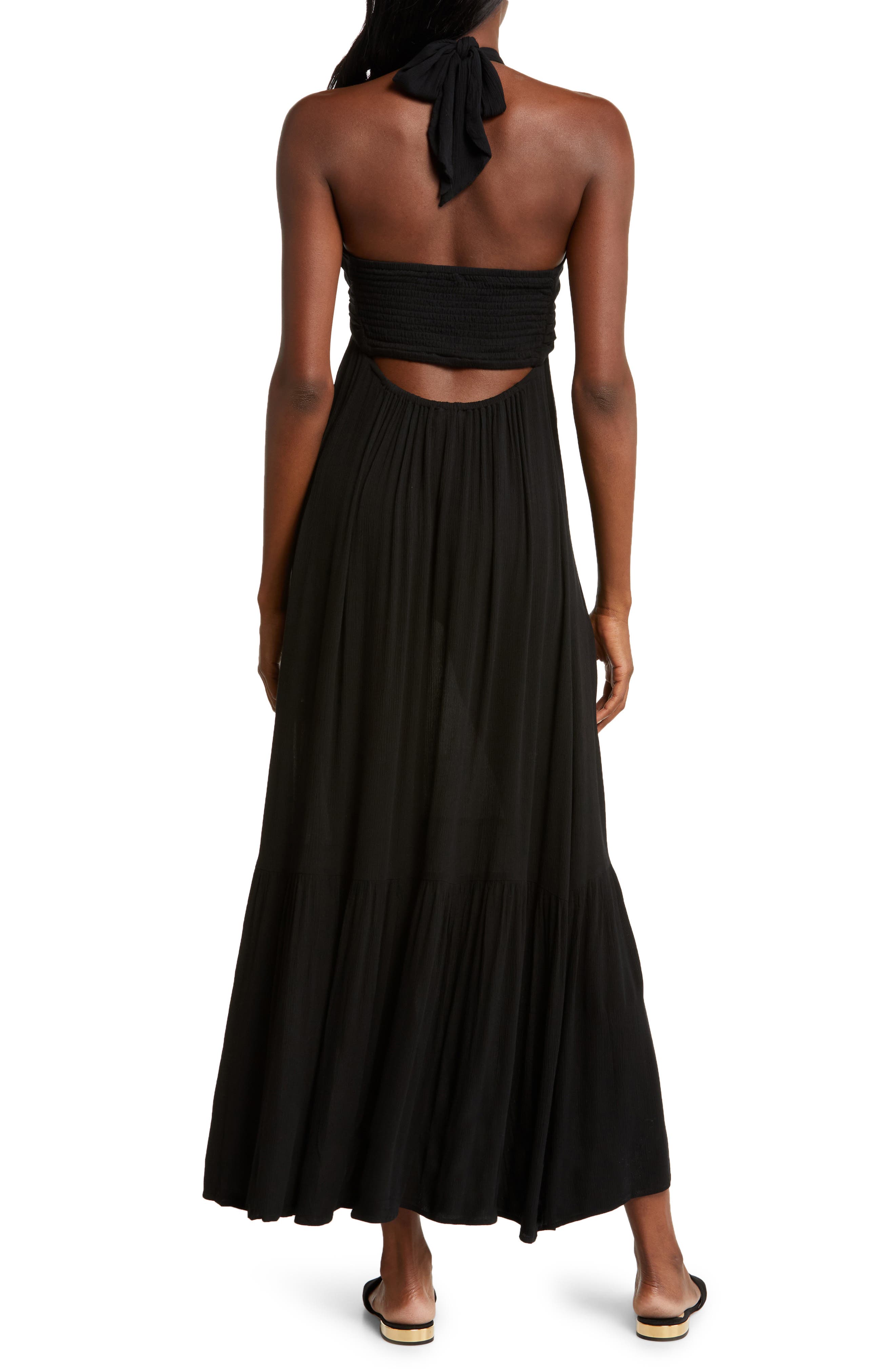 Elan Tiered Halter Maxi Cover-Up Dress | Nordstrom