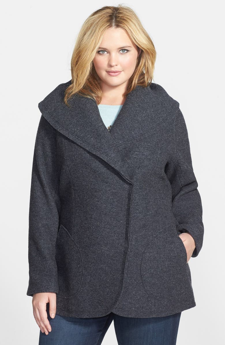 Halogen® Boiled Wool Shawl Collar Coat Plus Size Nordstrom