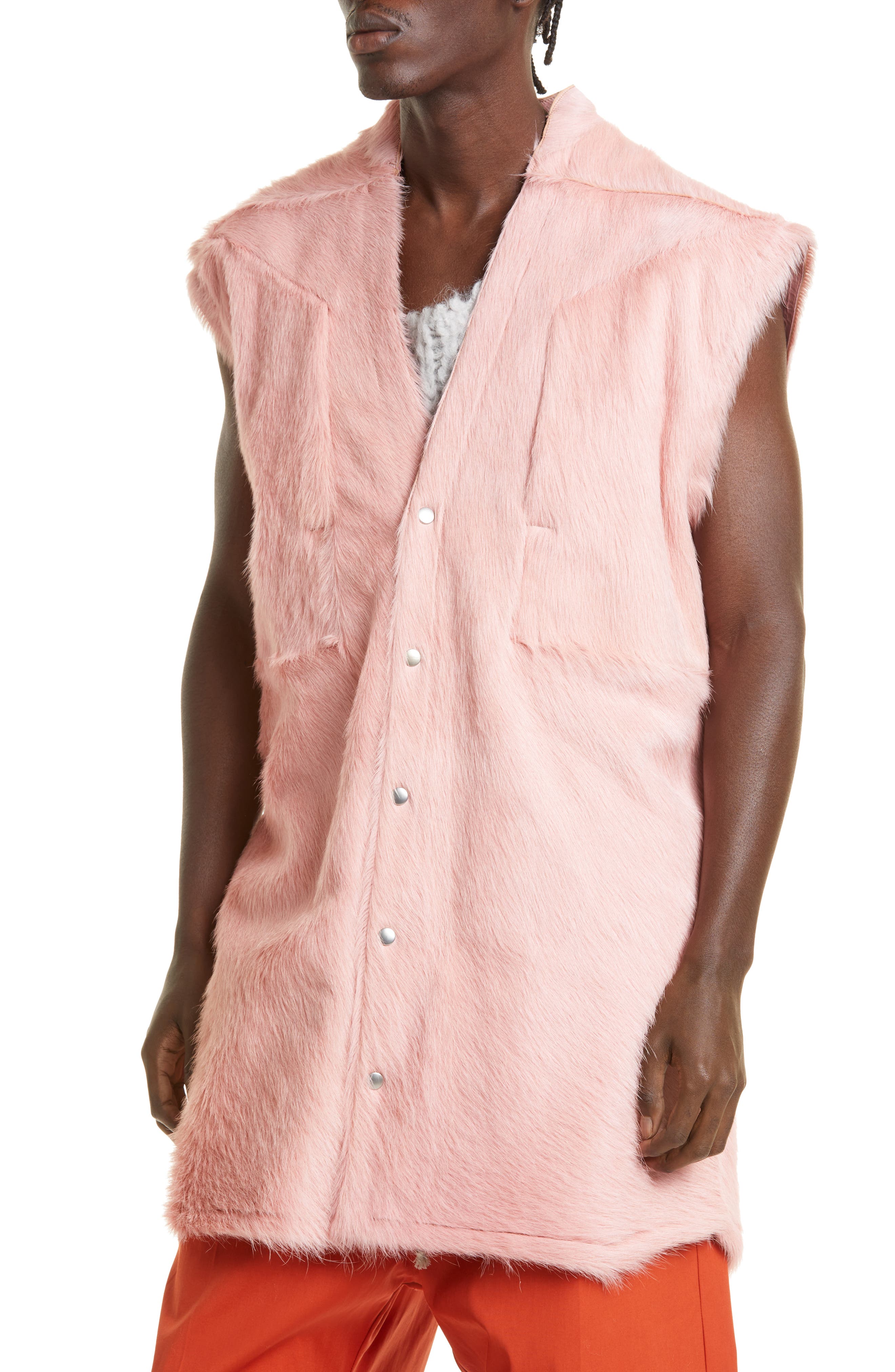 Rick Owens Men's Strobe Jumbo Genuine Calf Hair Vest | Nordstrom