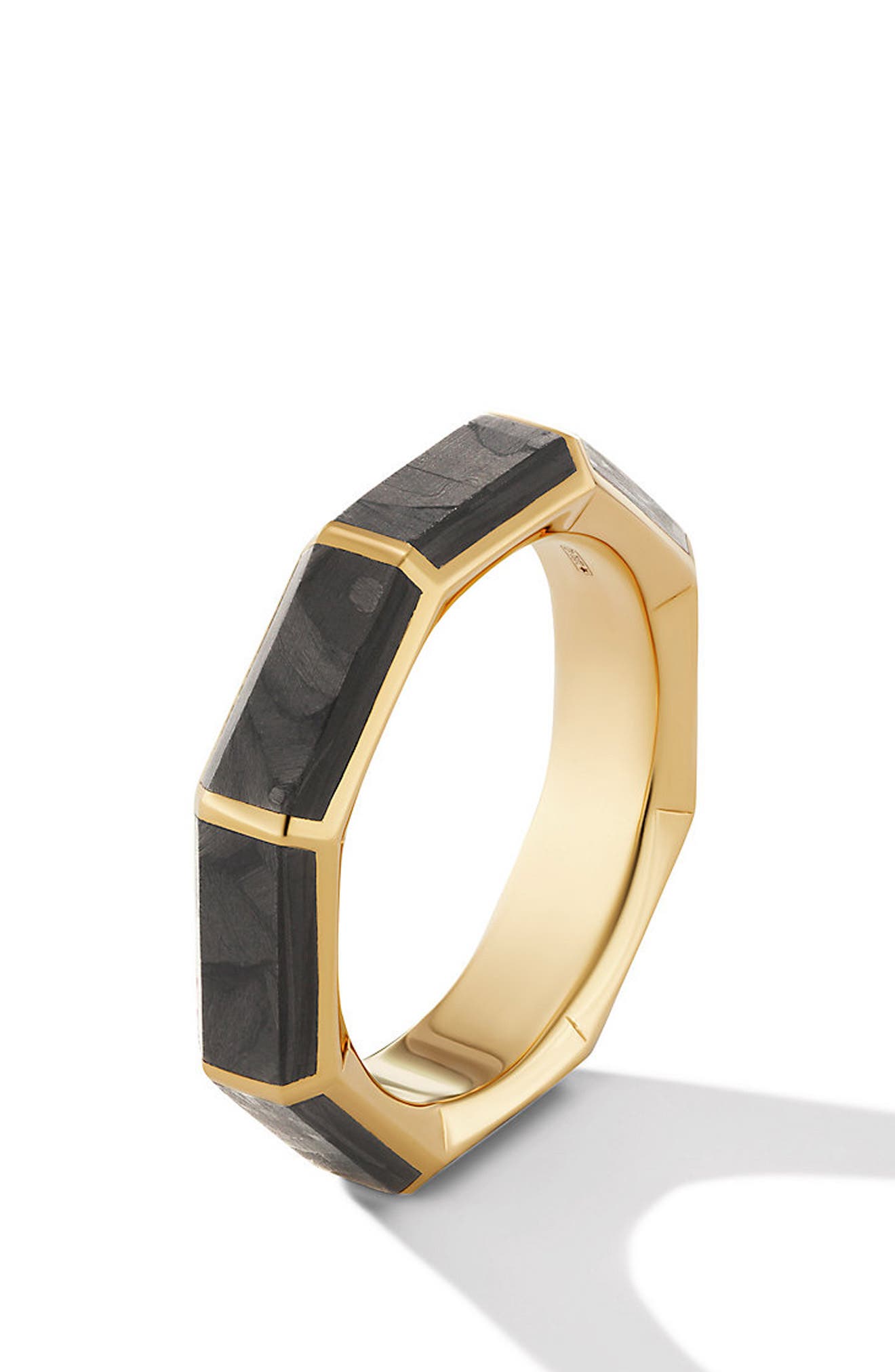 David Yurman Forged Carbon Faceted Band Ring with 18K Yellow Gold ...