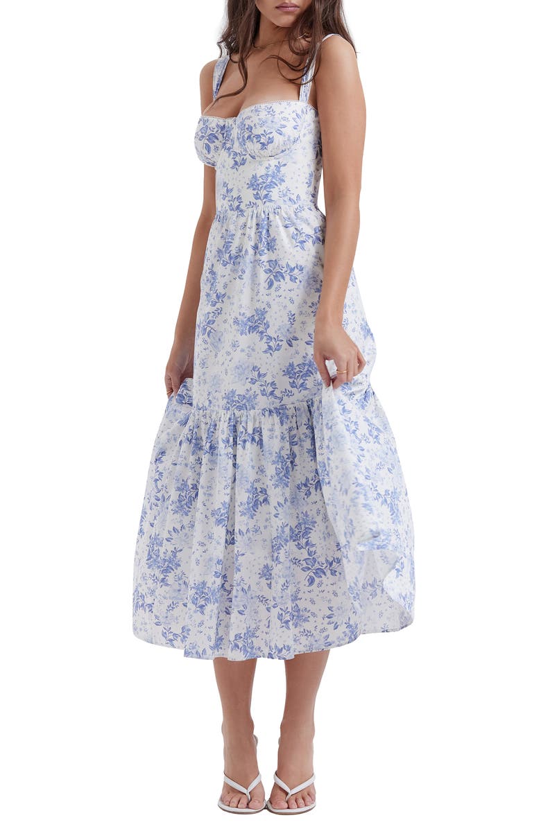 HOUSE OF CB Elia Floral Stretch Cotton Blend Corset Sundress | Nordstrom