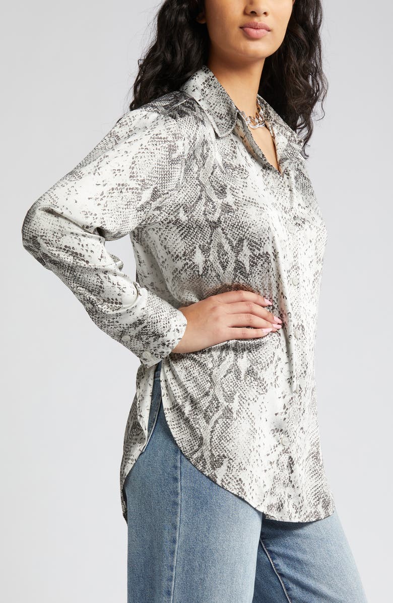 Open Edit Satin Button-Up Shirt | Nordstrom