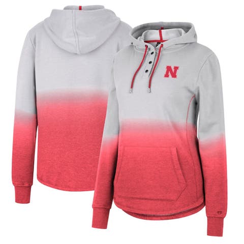 Women's Colosseum Gray/Scarlet Nebraska Huskers Aurelia Dip-Dye Quarter ...