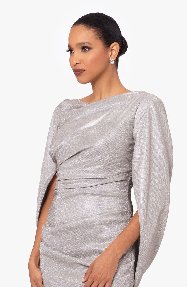 Betsy & Adam Drape Metallic Gown | Nordstrom
