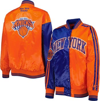 STARTER Women's Starter Blue/Orange New York Knicks Split Colorblock ...