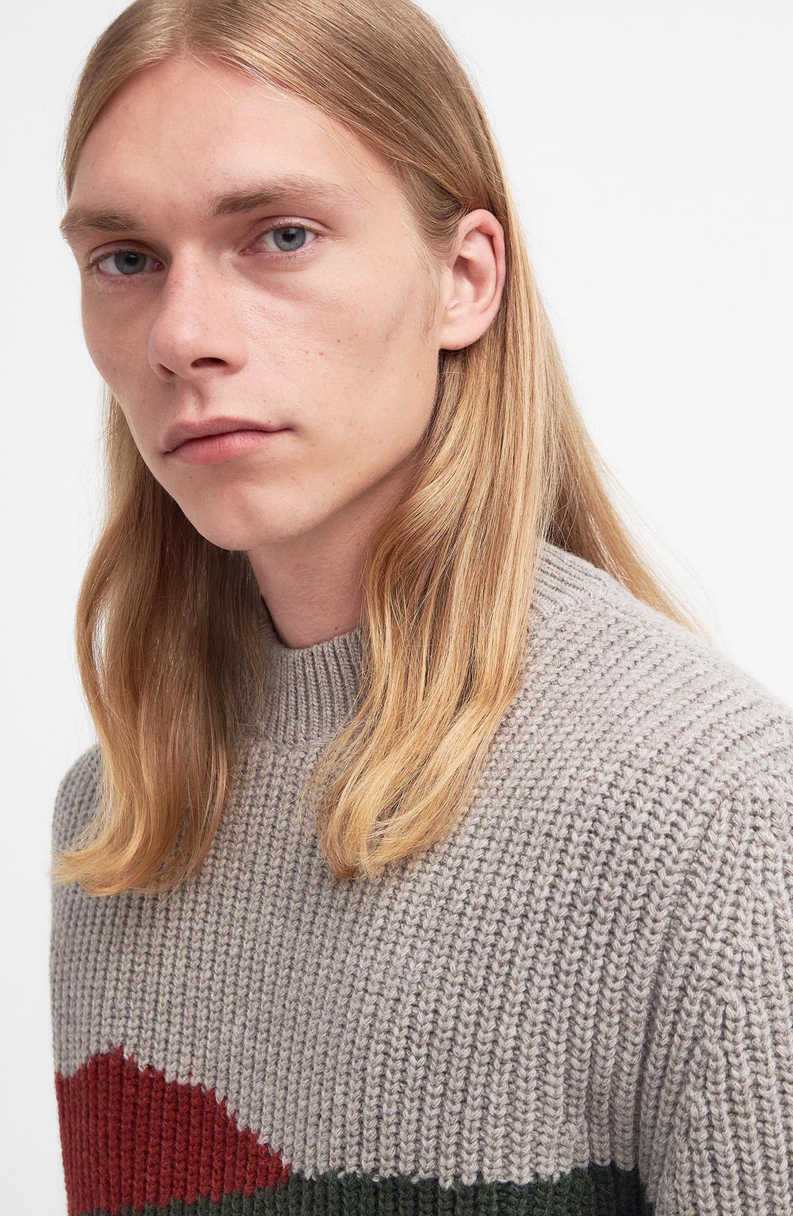 Barbour x Maison Kitsune Landscape Shetland Wool Sweater in Navy Smart Closet
