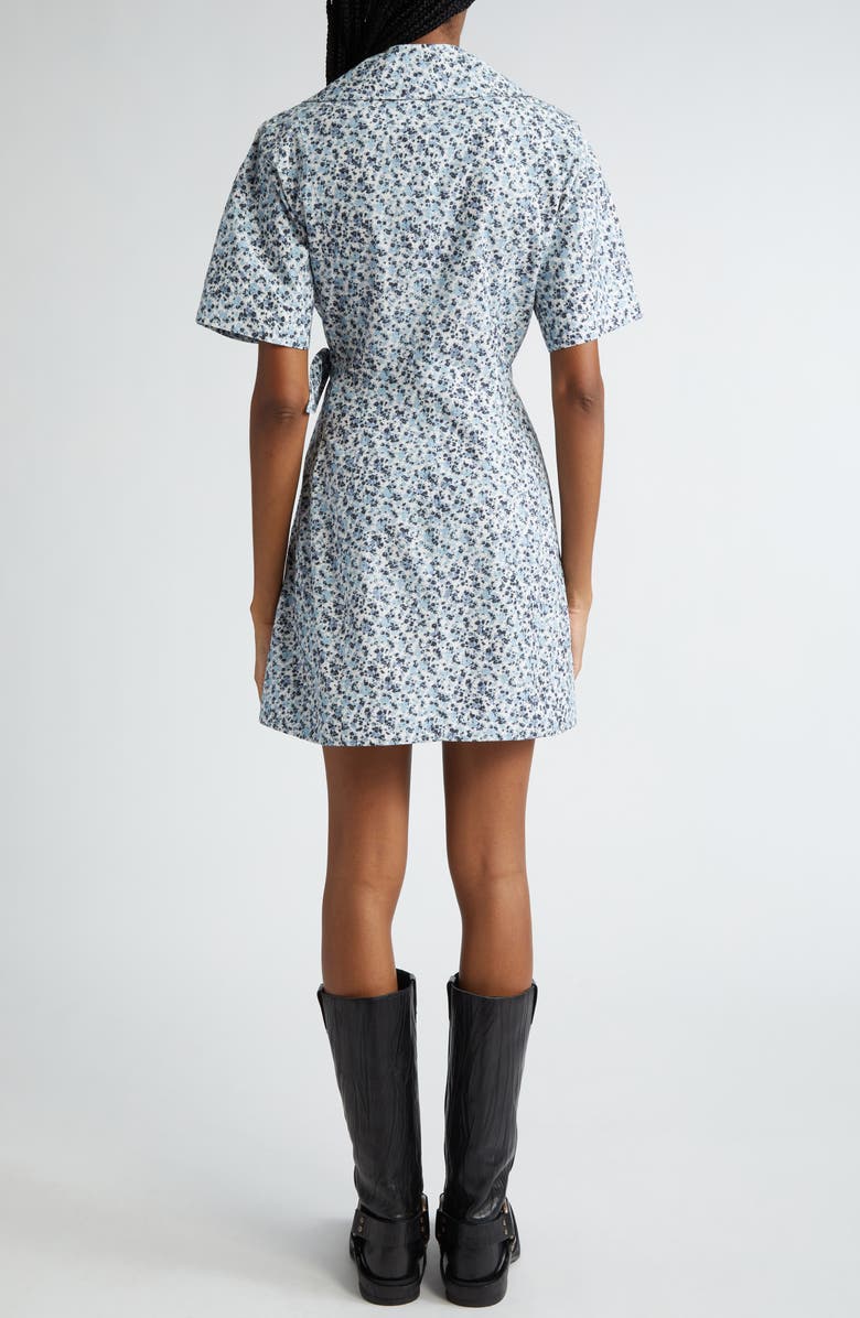 Ganni Abstract Print Wrap Organic Cotton Minidress | Nordstrom