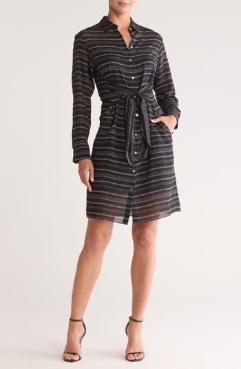 Theory Tie Waist Silk Shirtdress | Nordstromrack