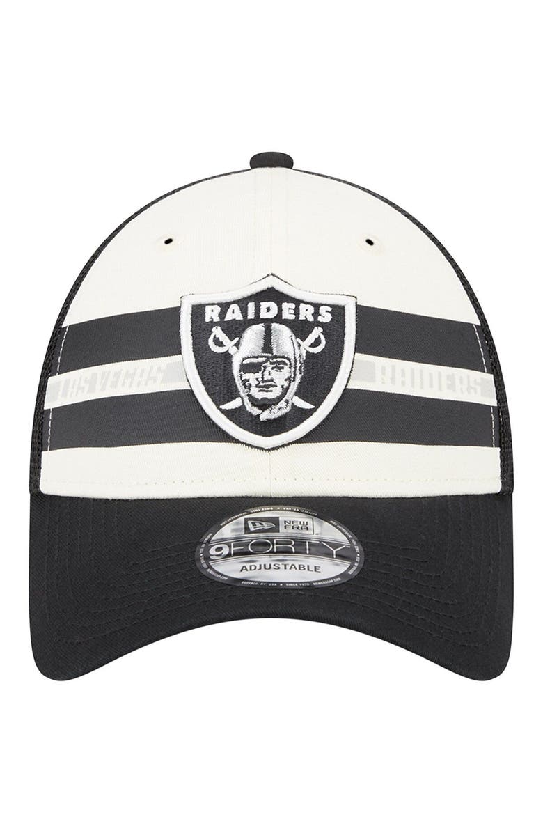 New Era Men's New Era Cream/Black Las Vegas Raiders Team Stripe Trucker ...