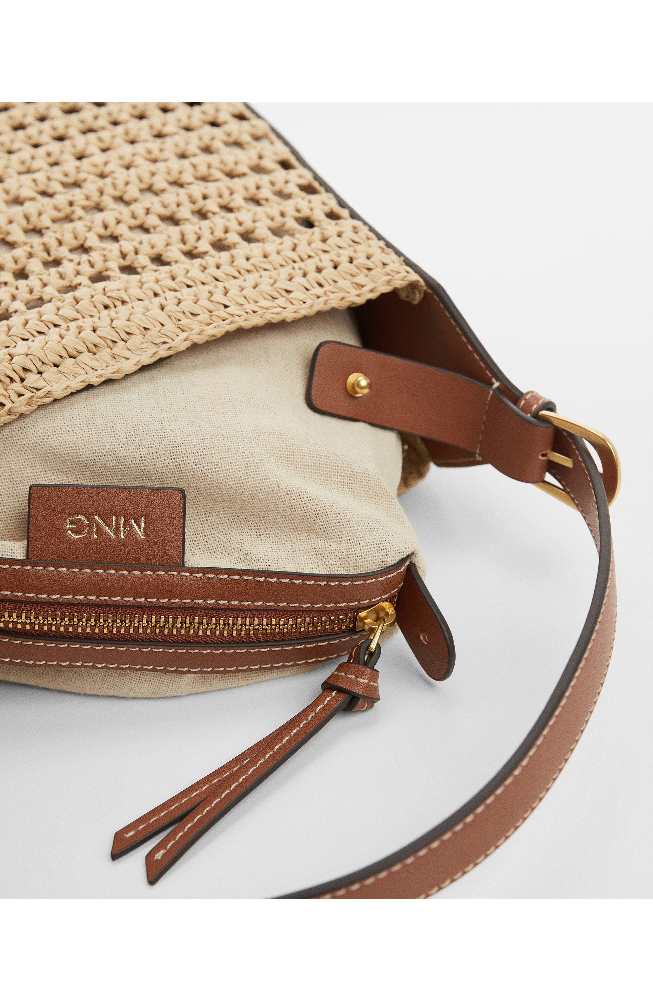 MANGO Large Valeta Crocheted Raffia Bag | Nordstrom