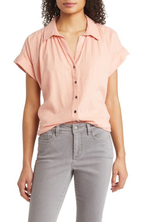 Women's Coral Button Up Tops | Nordstrom
