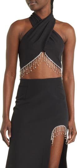 SOMETHING NEW Coco Jewel Halter Crop Top | Nordstrom