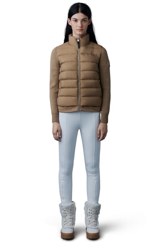 Mackage Oceanie Knit Sleeve 800 Fill Power Down Puffer Jacket In Dark ...