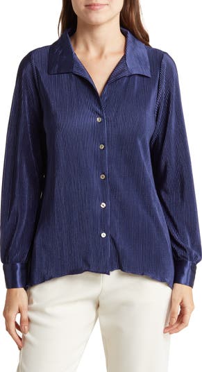 CHENAULT Satin Rib Knit Button-Up Top | Nordstromrack